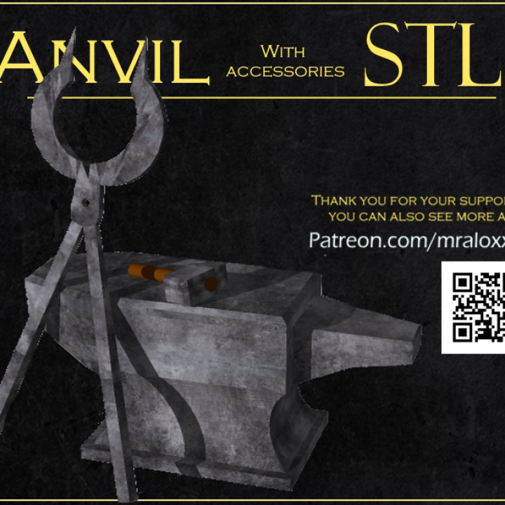 3D Printable Medieval anvil with accessories by Alex Manseau-Sanscartier