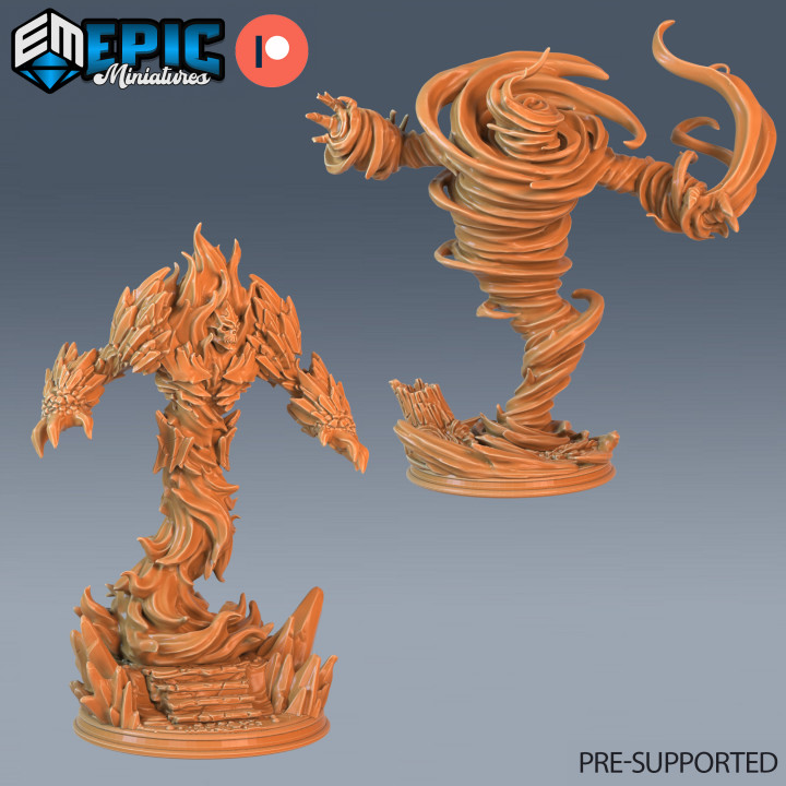 3D Printable Air & Fire Elemental Prime Team / Ancient Giant Tornado ...