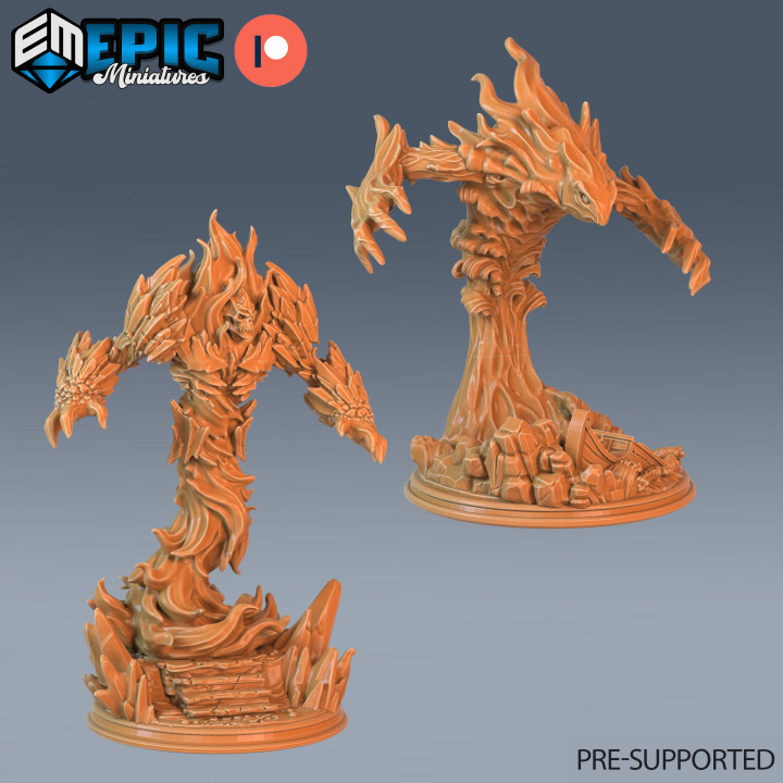 3D Printable Water & Fire Elemental Prime Team / Ancient Giant Wave & Inferno / Aqua & Flame ...