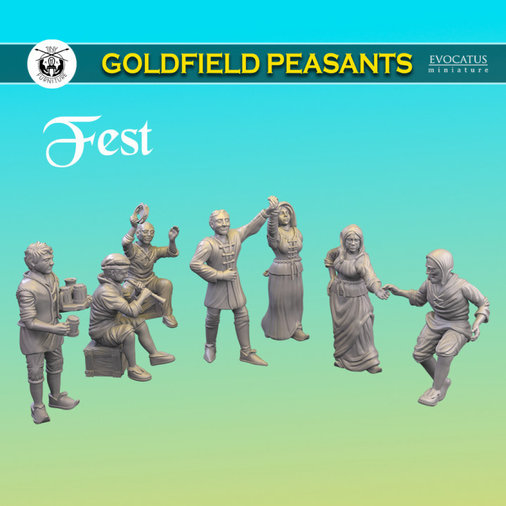 3D Printable Goldfield Medieval Peasants Bundle by Tiny Furniture