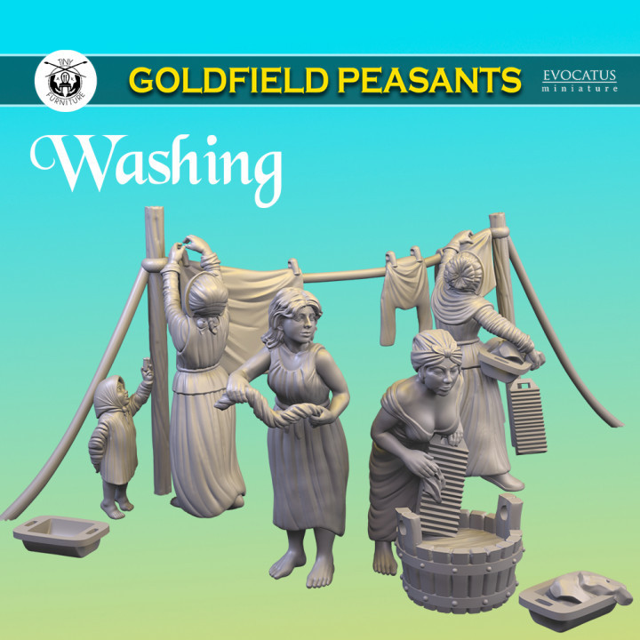 3D Printable Goldfield Medieval Peasants Bundle by Tiny Furniture