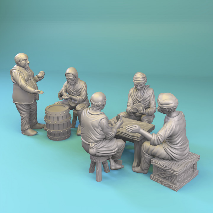 3D Printable Goldfield Medieval Peasants Bundle by Tiny Furniture