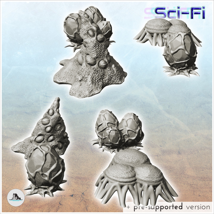 3D Printable Set of alien eggs (3) - Future Sci-Fi SF Post apocalyptic ...