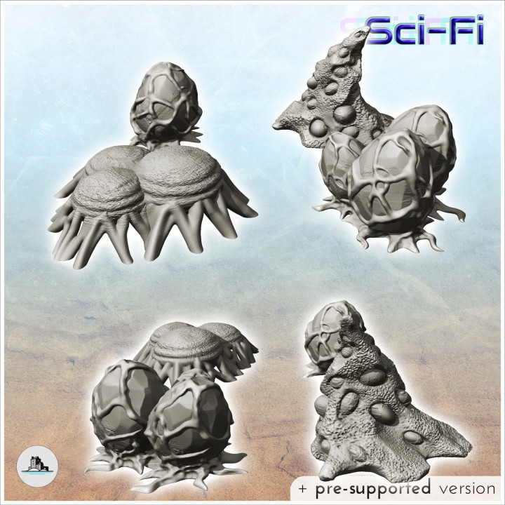 3D Printable Set of alien eggs (3) - Future Sci-Fi SF Post apocalyptic ...