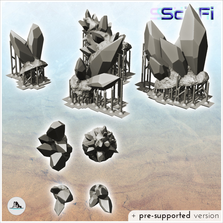 3D Printable Set of four crystals and ores (4) - Future Sci-Fi SF Post ...