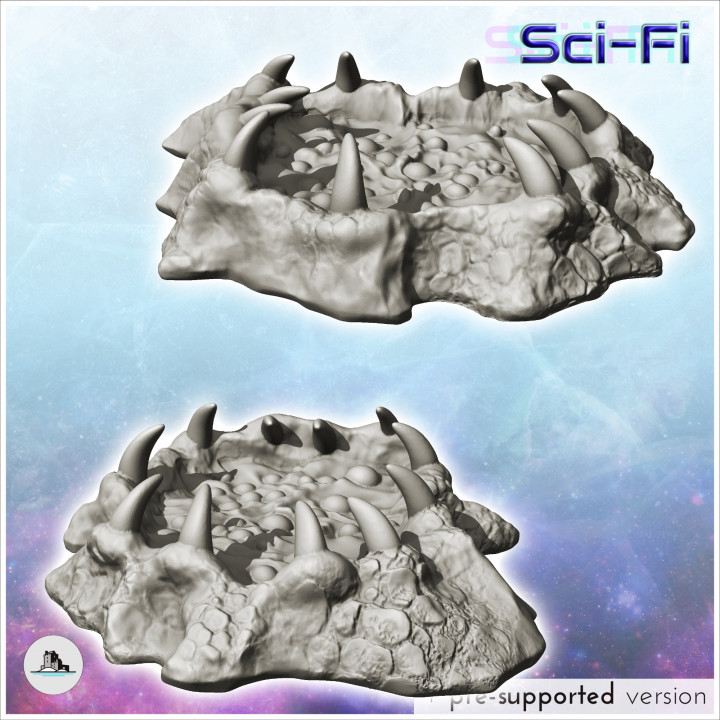 3D Printable Acid puddle with alien creature with teeth (8) - Future ...