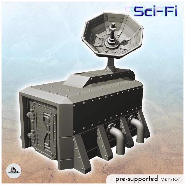 3D Printable Futuristic command post with roof dish (1) - Future Sci-Fi ...