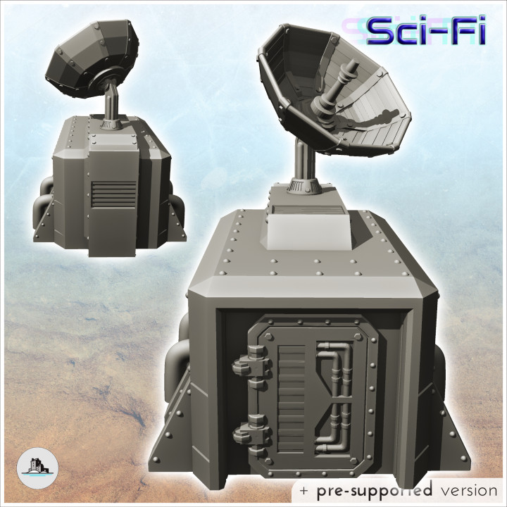 3D Printable Futuristic command post with roof dish (1) - Future Sci-Fi ...
