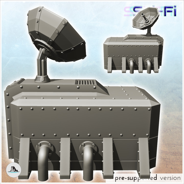 3D Printable Futuristic command post with roof dish (1) - Future Sci-Fi ...