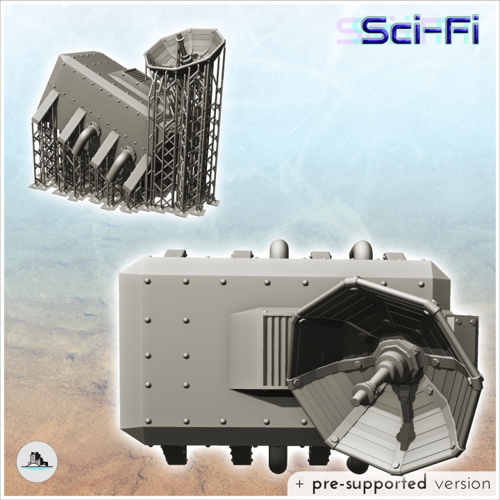 3D Printable Futuristic command post with roof dish (1) - Future Sci-Fi ...