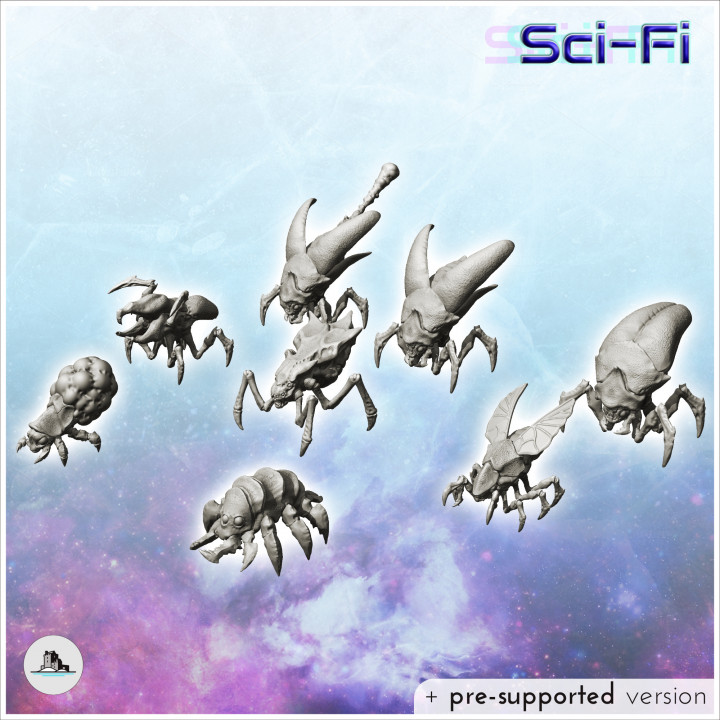 3D Printable Set of seven alien creatures on legs (33) - Future Sci-Fi ...