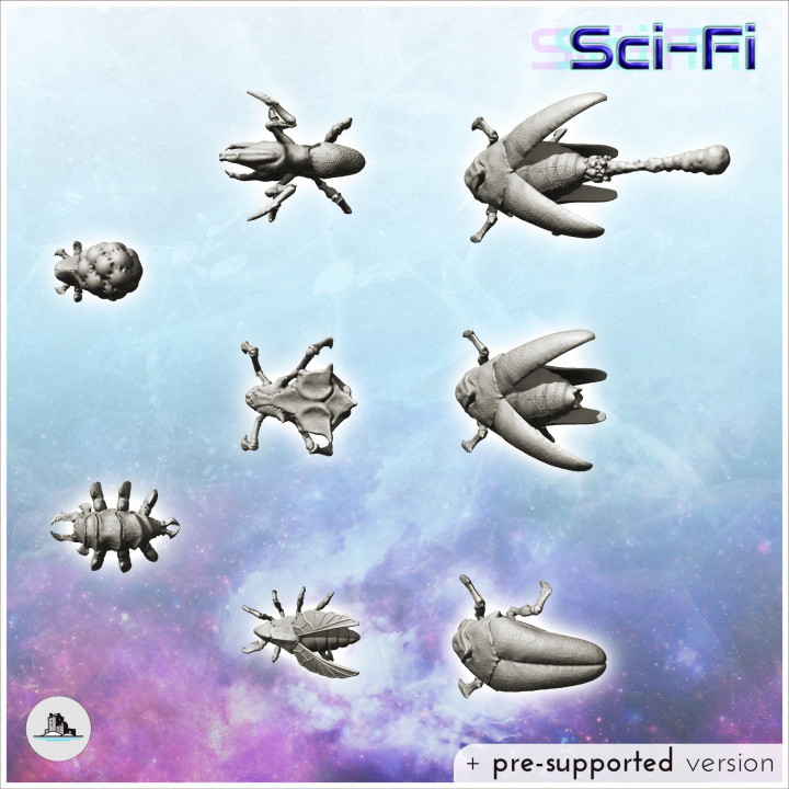 3D Printable Set of seven alien creatures on legs (33) - Future Sci-Fi ...
