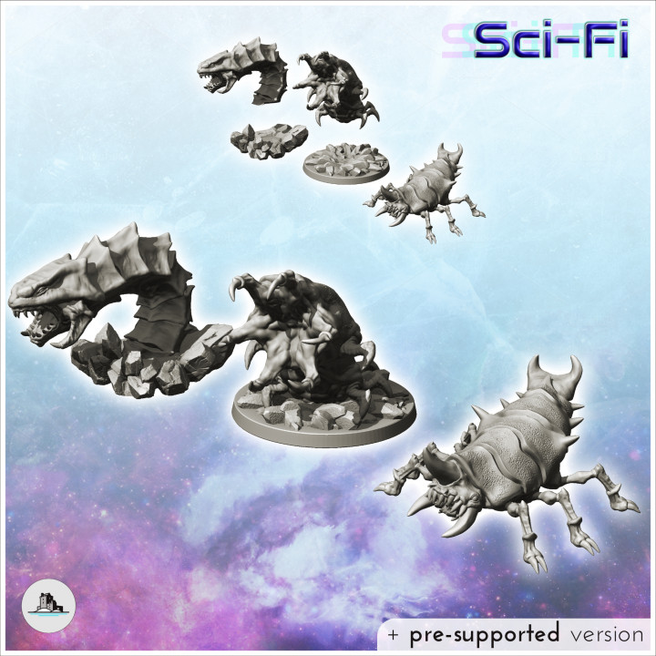 3D Printable Set of three alien creatures (35) - Future Sci-Fi SF Post ...