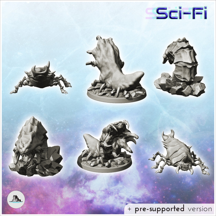 3D Printable Set of three alien creatures (35) - Future Sci-Fi SF Post ...