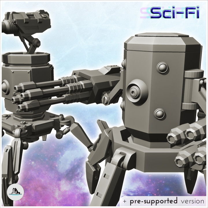 3D Printable Set of three futuristic turrets with energy cannons (1 ...