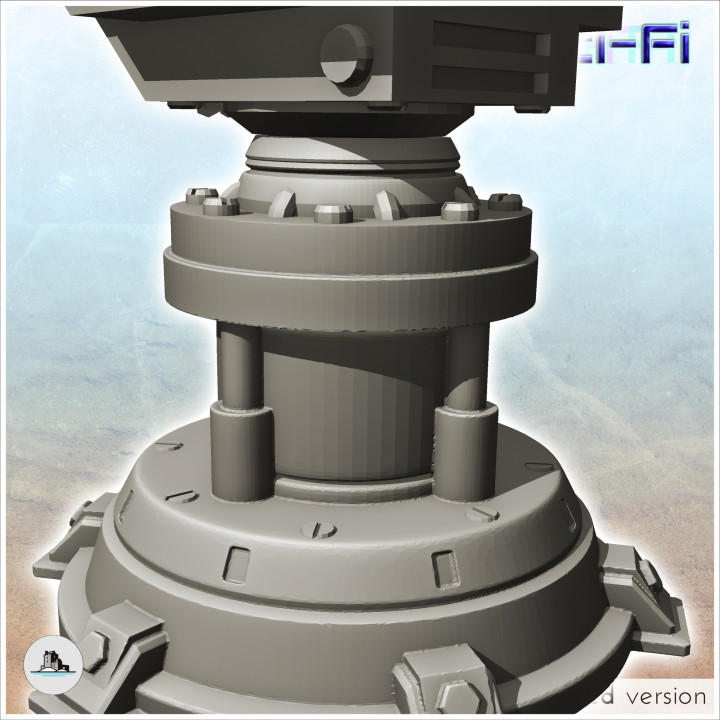 3D Printable Futuristic turret with cannon and double reloading pods (2 ...