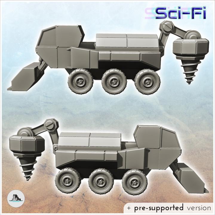 3D Printable Futuristic mining truck with shovel and drill (2) - Future ...
