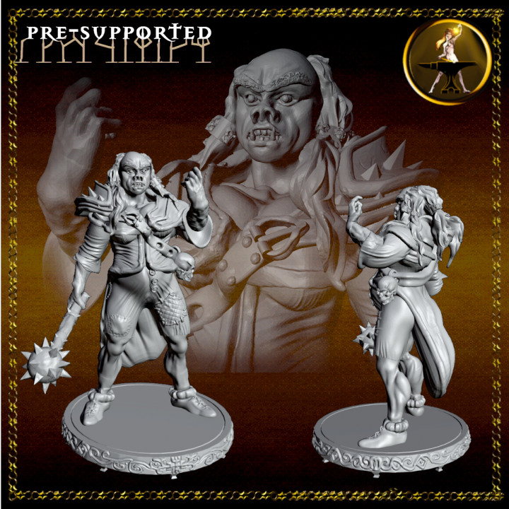 3D Printable Cultist - Half Orc Female by Black Anvil Miniatures