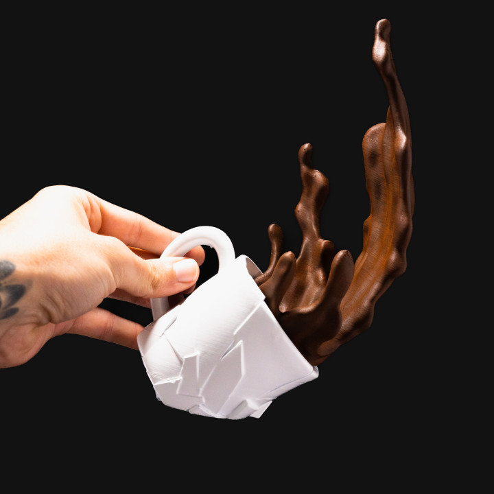 3D Printable Falling Coffee Cup by Stlflix