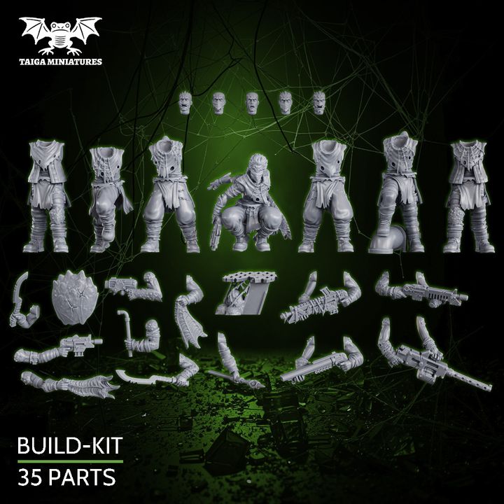 3D Printable Junk Spiders Gang (build kit) by Taiga Miniatures