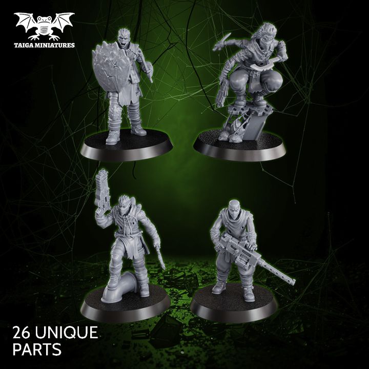 3D Printable Junk Spiders Gang (build kit) by Taiga Miniatures