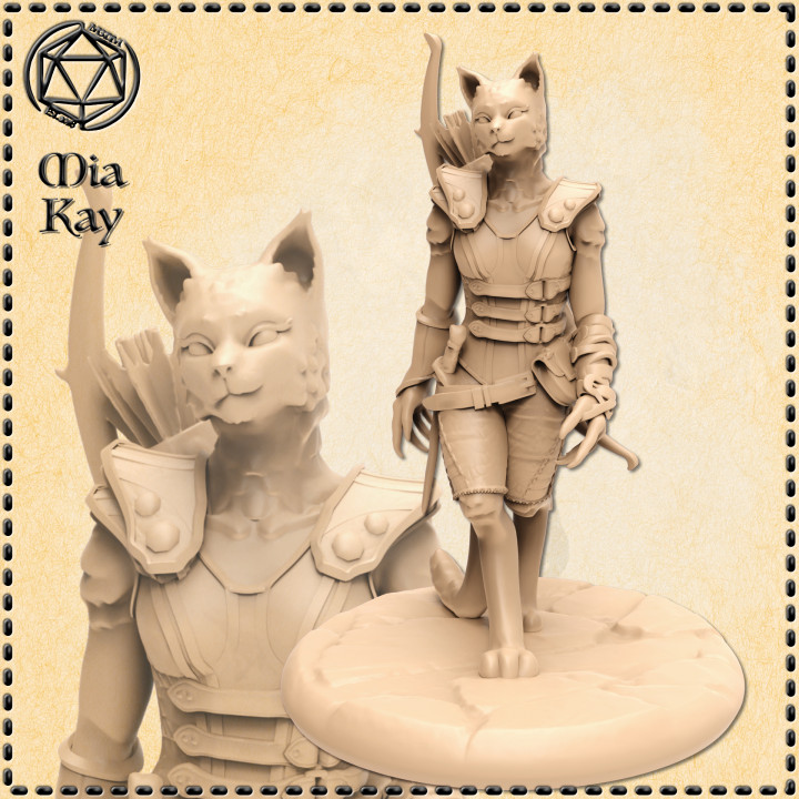 3D Printable Female Catfolk Rogue by M3DM