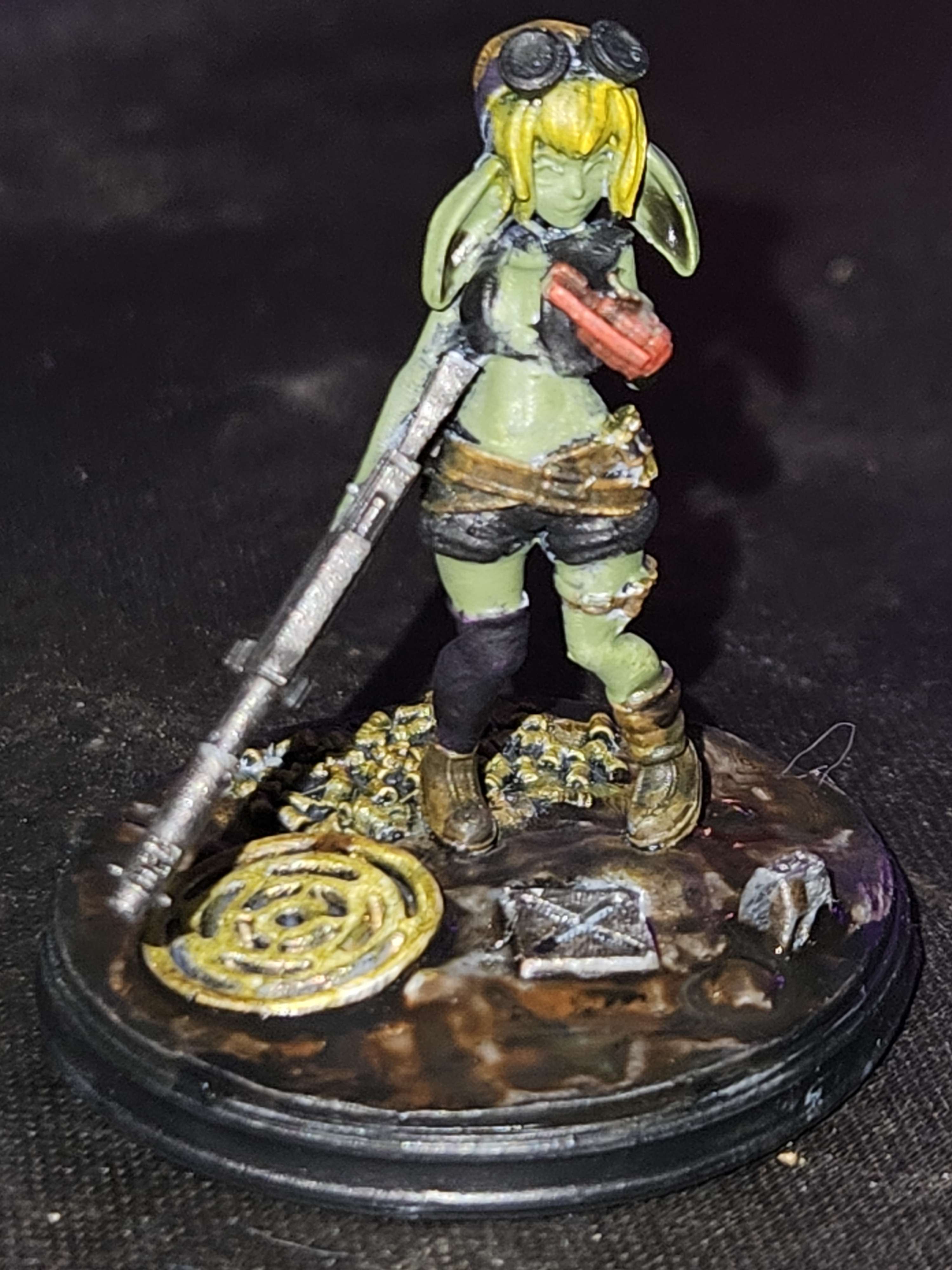 3D Printable Lara LaRue, Goblin Gunner by Lavender Devilry