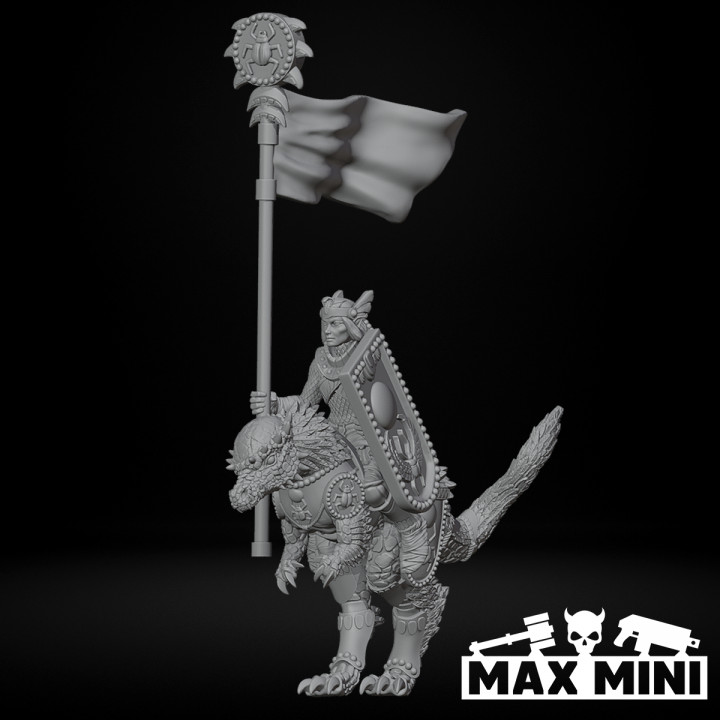 3D Printable Desert Elf Heavy Cavalry Command by Max Mini