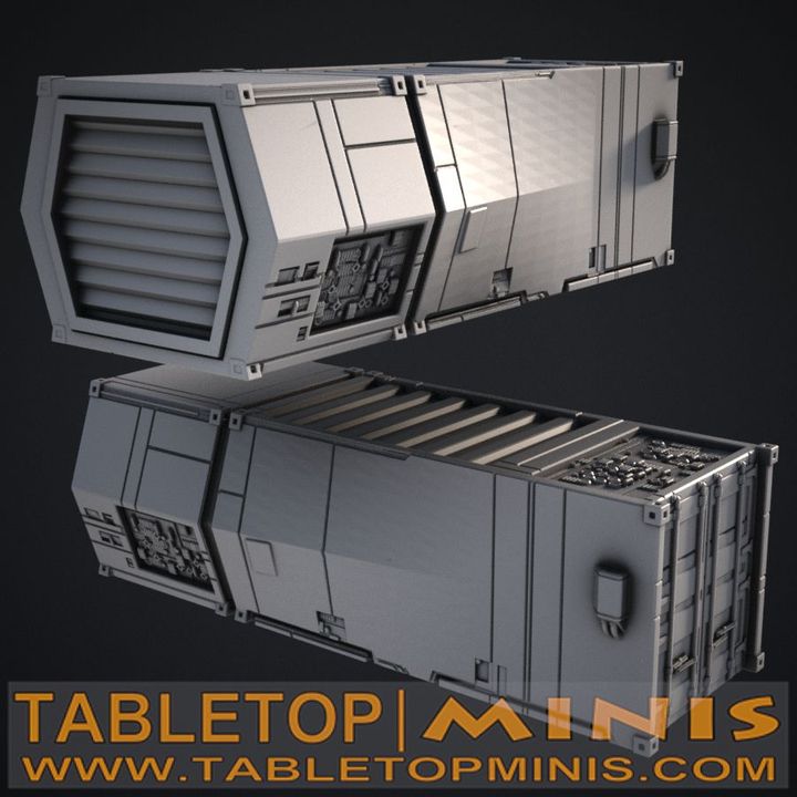 3D Printable Futuristic Shipping Container by TableTopMinis