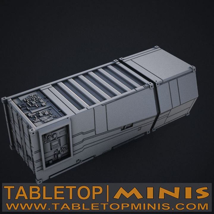 3D Printable Futuristic Shipping Container by TableTopMinis