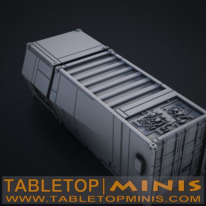 3D Printable Futuristic Shipping Container by TableTopMinis