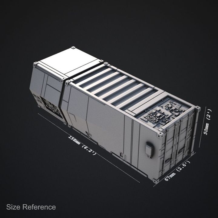 3D Printable Futuristic Shipping Container by TableTopMinis