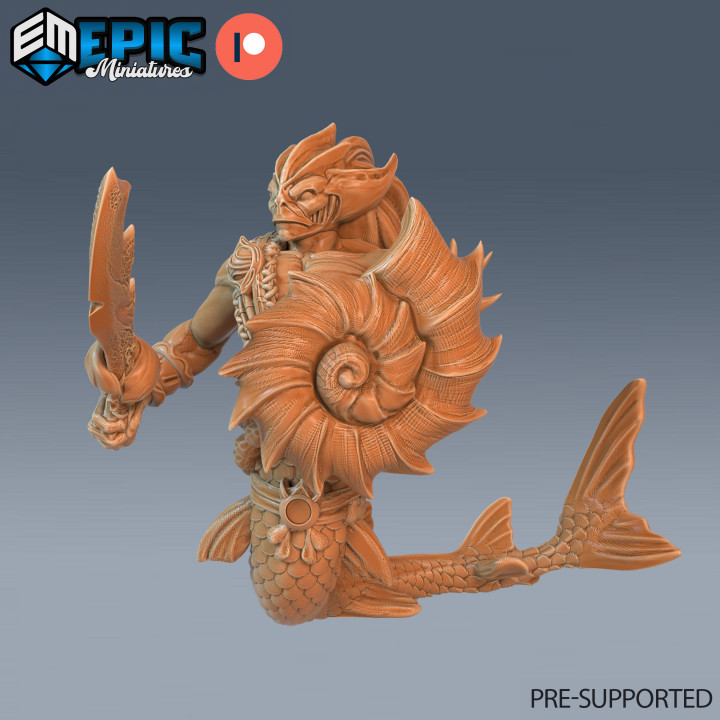 3D Printable Mermaid & Merman Set / Merfolk / Water Siren Warrior ...