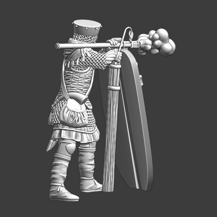 3D Printable Medieval Handgunner firing - behind parvice by Northern ...