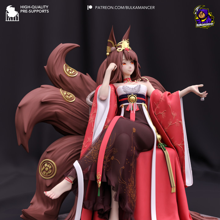 3D Printable Pensive Kitsune | 190mm by Bulkamancer Sculpts