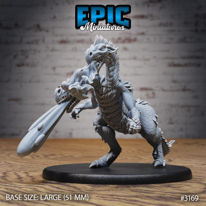 3D Printable Two Headed Dragon Adventurer / Dragonborn Beast / Draconic ...