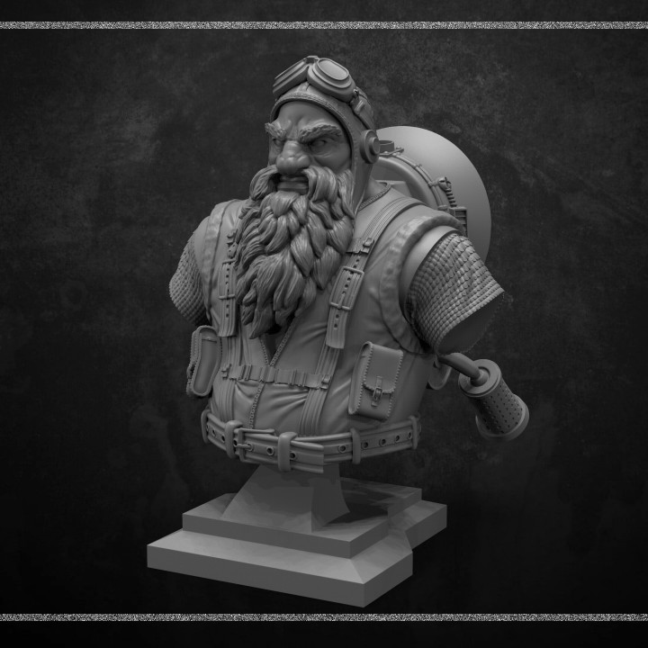3D Printable Dwarf Bust- Glogan by Falcata 3d