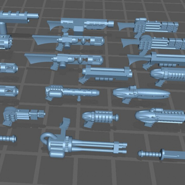 3D Printable 28mm scale Sci-fi weapons set A by Mark Minghella