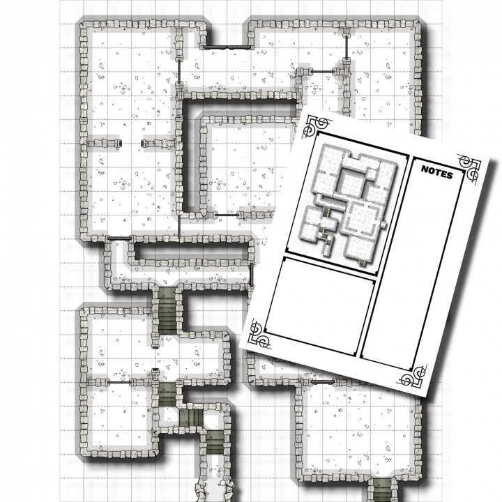 3D Printable "Mega-Dungeon 3 Map Set" (MD3) by August McDaniel