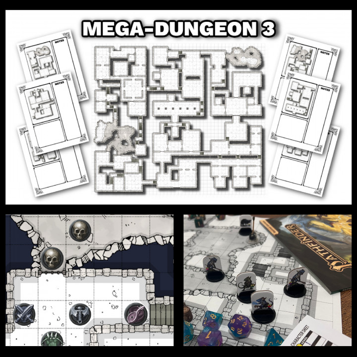 3D Printable "Mega-Dungeon 3 Map Set" (MD3) by August McDaniel