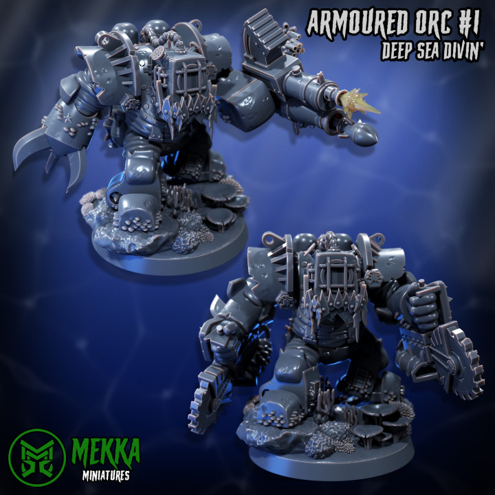 3D Printable Mega Armoured Orc Set (Sea Version) by Mekka Miniatures