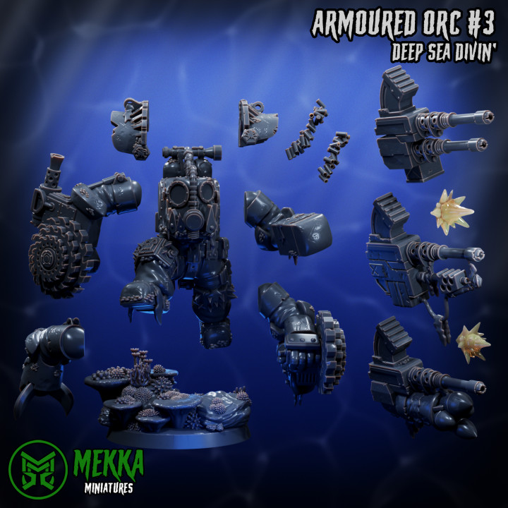 3D Printable Mega Armoured Orc Set (Sea Version) by Mekka Miniatures