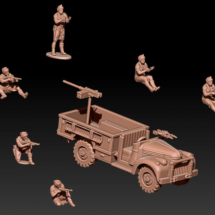 3D Printable ww2 LRDG truck with browning - crew wool hats by Kozak ...