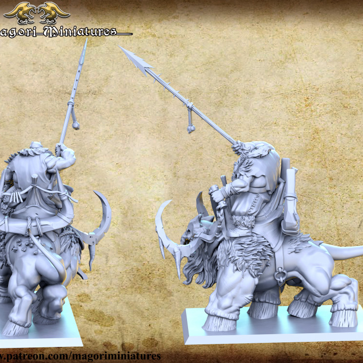 3D Printable Stone beast ogre rider by Magori Minaitures