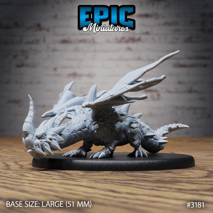 3D Printable Young Horn Dragon Set / Legendary Drake / Winged Mountain ...