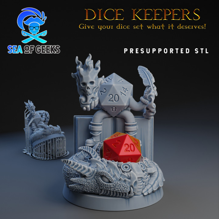 3D Printable Dice Keepers - D20 Dungeon Master miniature & polyhedral ...