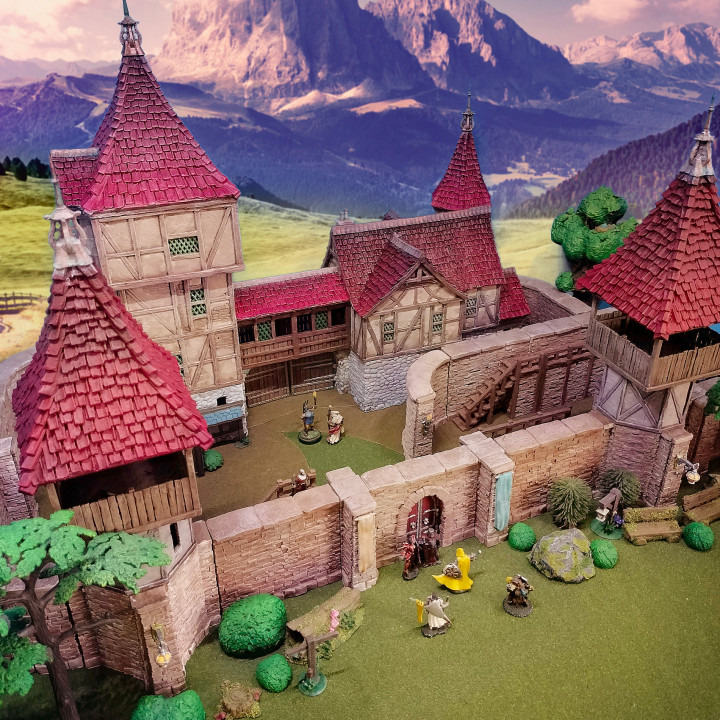 3D Printable Modular Town Walls Set by Gracewindale Mini Scenery