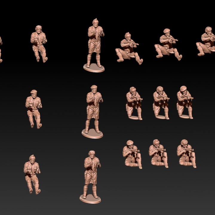 3D Printable ww2 LRDG crew by Kozak miniatures