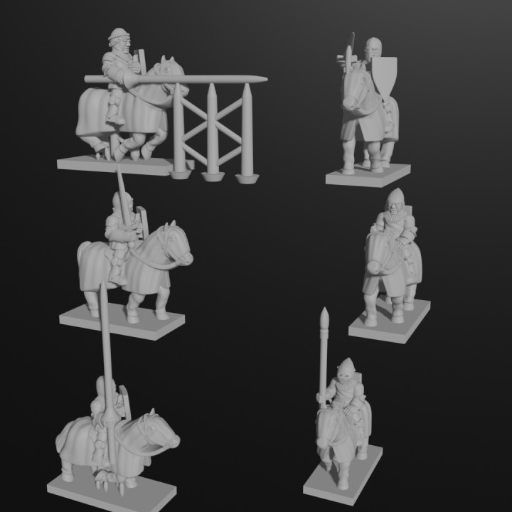 3D Printable 6-15mm Medieval Mounted Knights (6 Poses) HYW-3 by Turner ...
