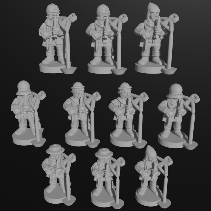 3D Printable 6-15mm Medieval Crossbowmen (4 Poses) HYW-5 by Turner ...